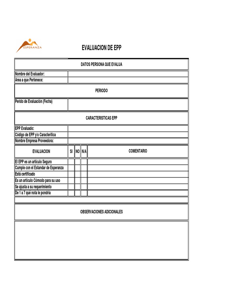 Formato de Evaluacion de Epp | PDF