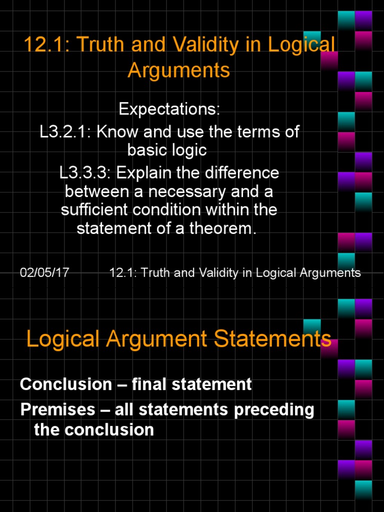 12.1 Truth and Validity in Logical Arguments | Validity | Argument
