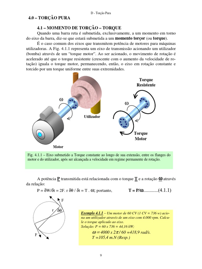 Cálculo Torque, Potência - D - Torção Pura | PDF | Estresse (Mecânica ...