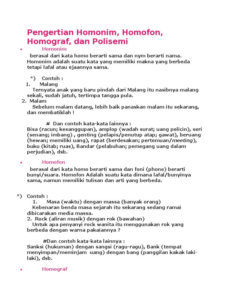 Pengertian Homonim | PDF