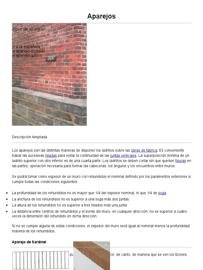Tipos de Aparejo | PDF | Ladrillo | edificio