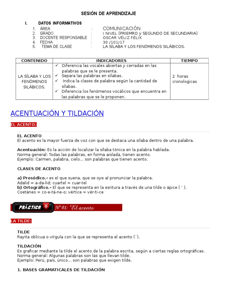 Sesión (La Tilde y El Acento | PDF