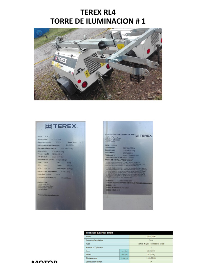 Especificaciones Terex RL4 y Componentes | PDF