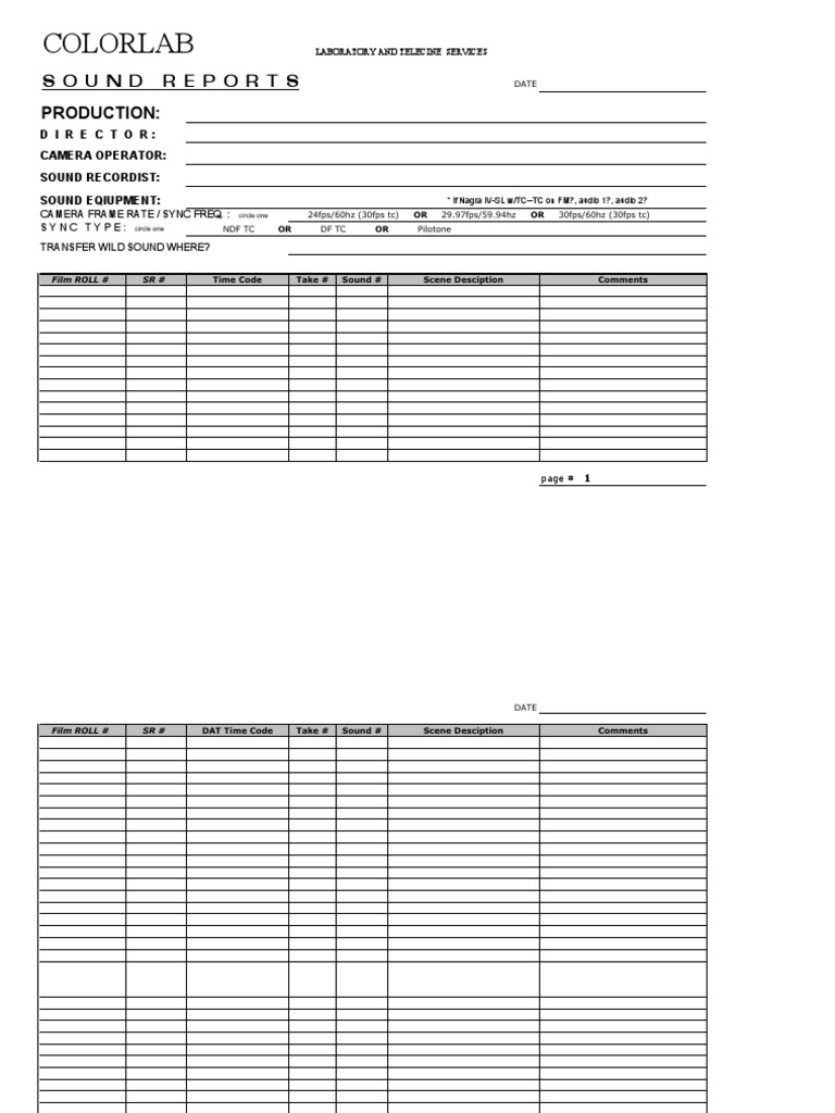 Sound Reports | PDF | Frame Rate | Filmmaking