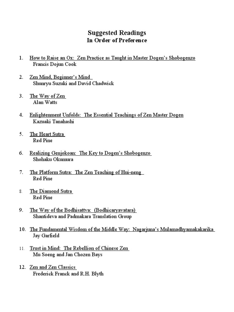 Top Zen Reading Recommendations | PDF