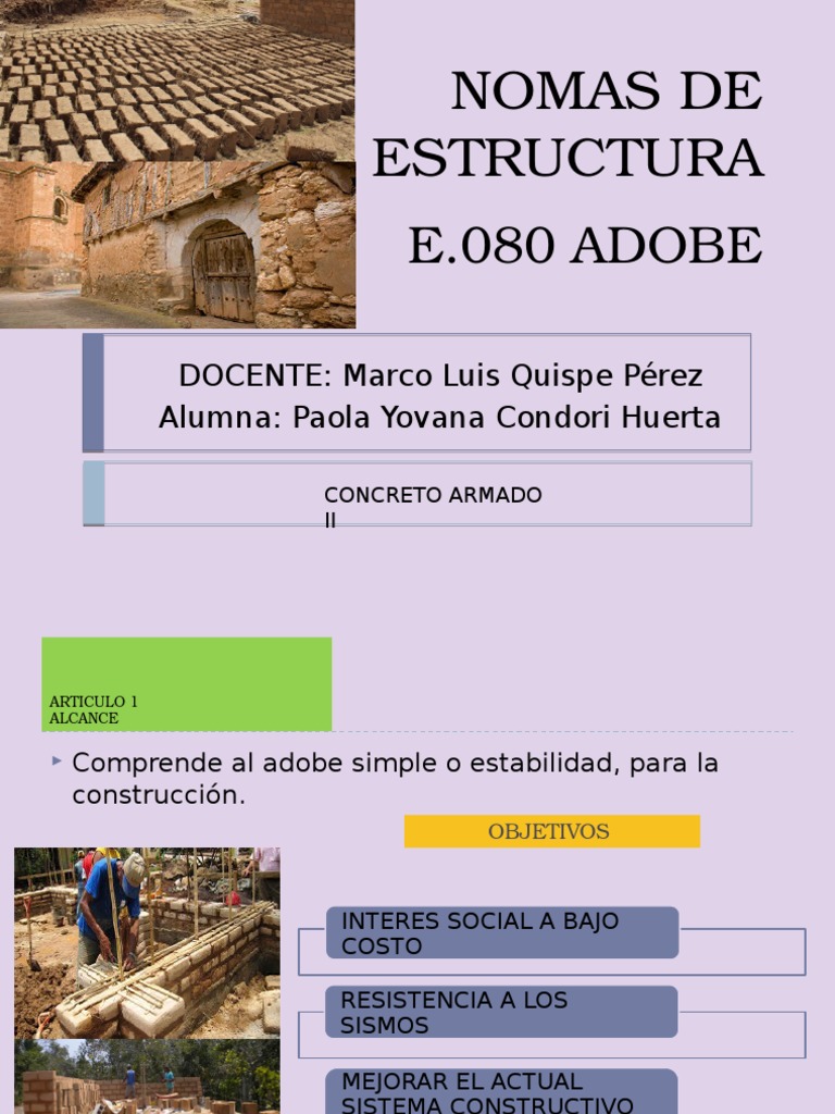 Estructura E.080 Adobe | PDF | Fundación (Ingeniería) | edificio