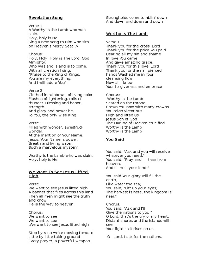 Revelation Song | PDF | Lamb Of God | Heaven