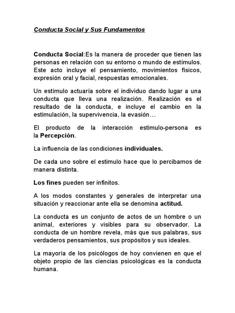 Conducta Social, Sociabilidad y Motivos Sociales | PDF | Comportamiento ...