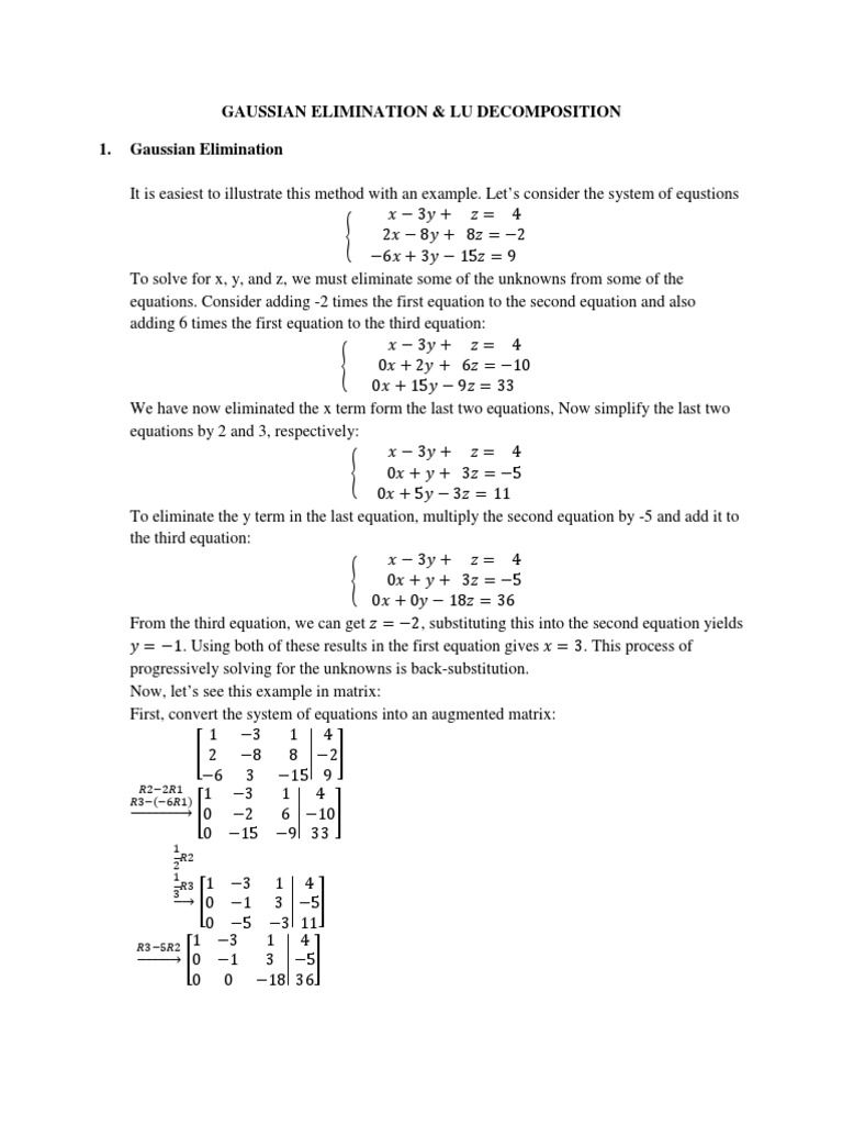 Gaussian Elimination and Lu Decomposition | PDF | Mathematics Of Computing | Algorithms