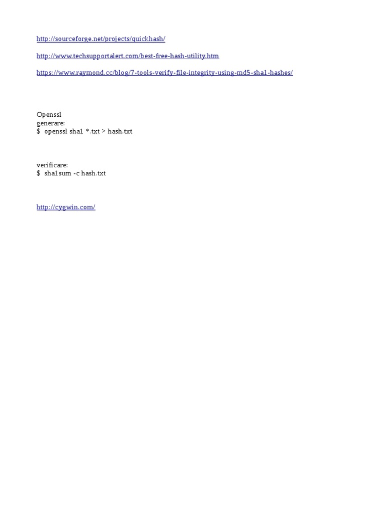 Openssl Generare: $ Openssl Sha1 .TXT Hash | PDF