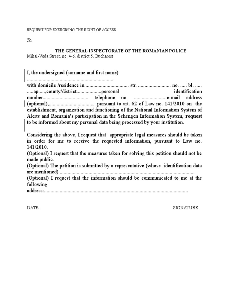 Model Plangere Date Personale Engleza | PDF | Government Information ...