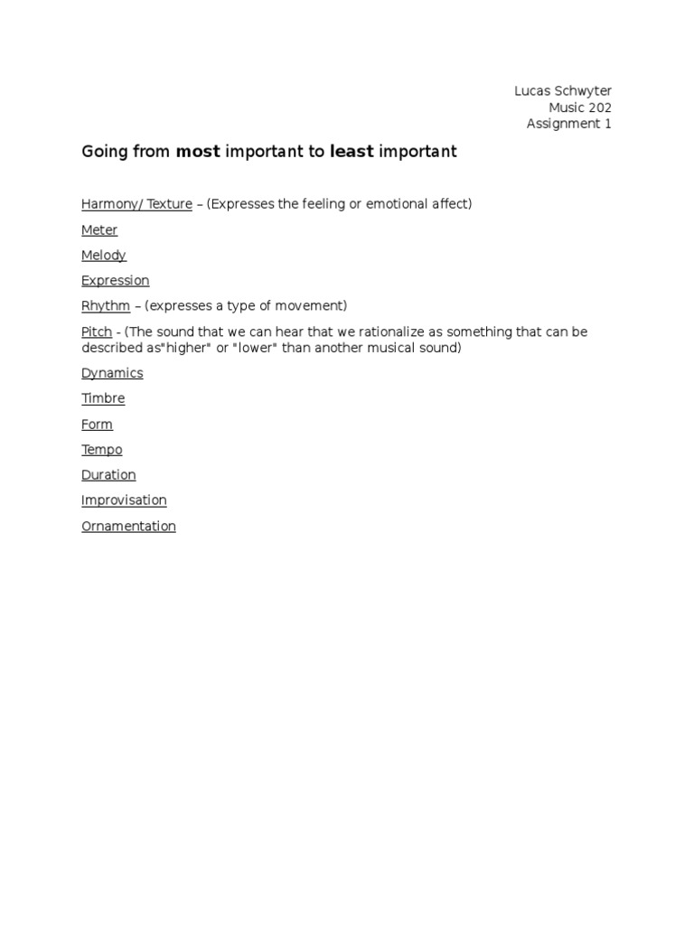 Music Elements Hierarchy | PDF