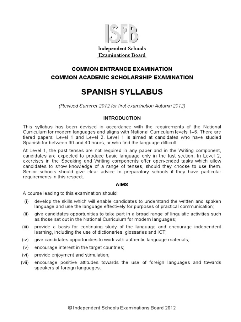 Syllabus CE Spanish PDF | PDF | Vocabulary | Test (Assessment)
