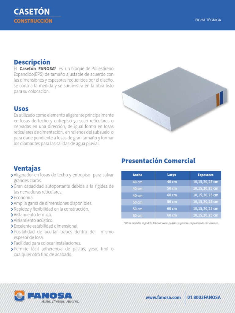 Casetones Medidas | PDF | Poliestireno | Materiales