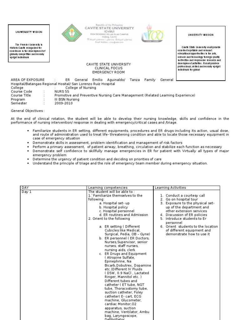 Nursing Students' ER Clinical Focus | PDF | Nursing | Emergency