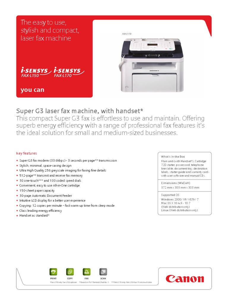 Canon Fax-L150 and L170 | Fax | Printer (Computing)