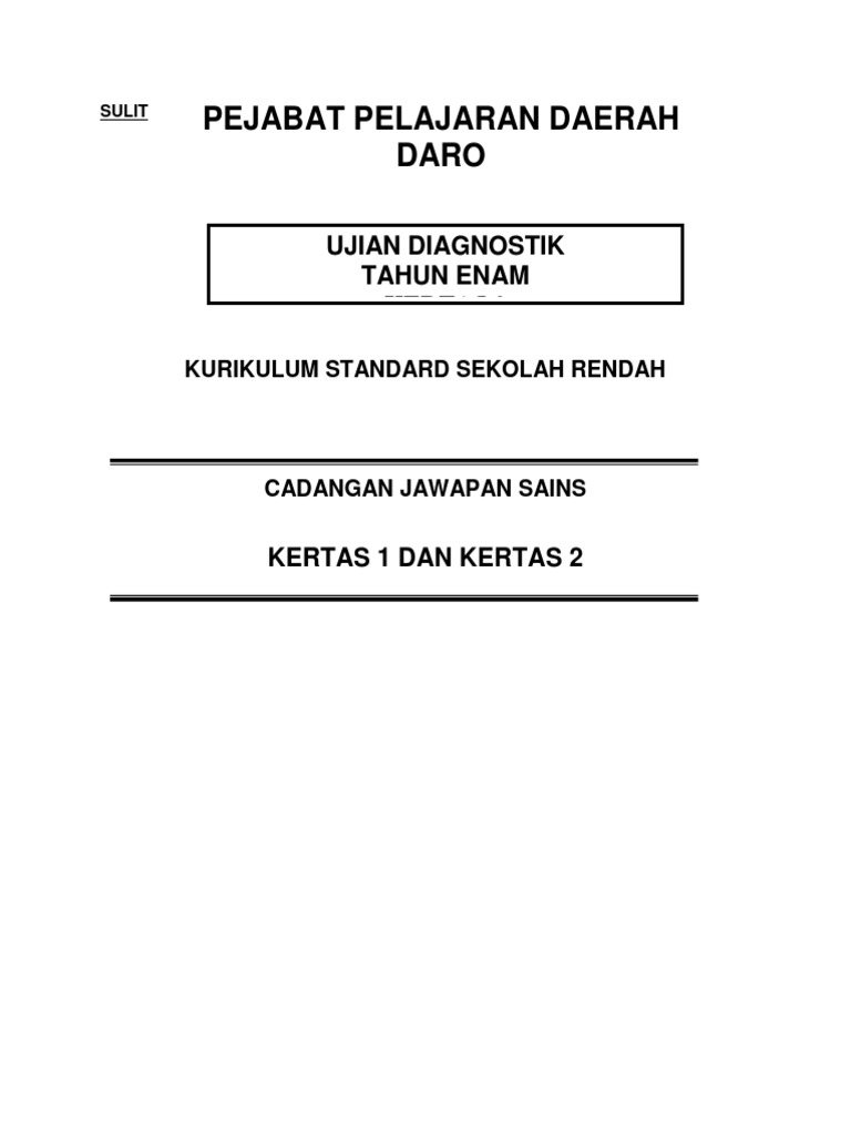Skema Sains Ujian Diagnostik 2017 Pdf