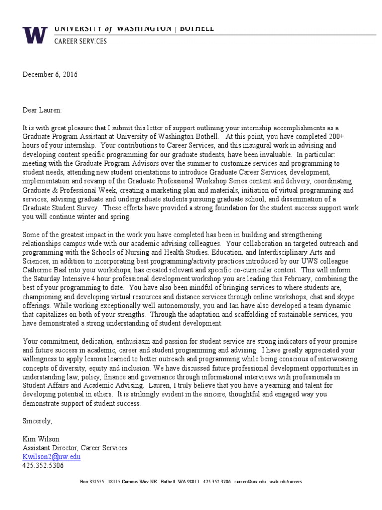 Lauren Van Fossen Letter of Support 1 | PDF | Graduate School ...