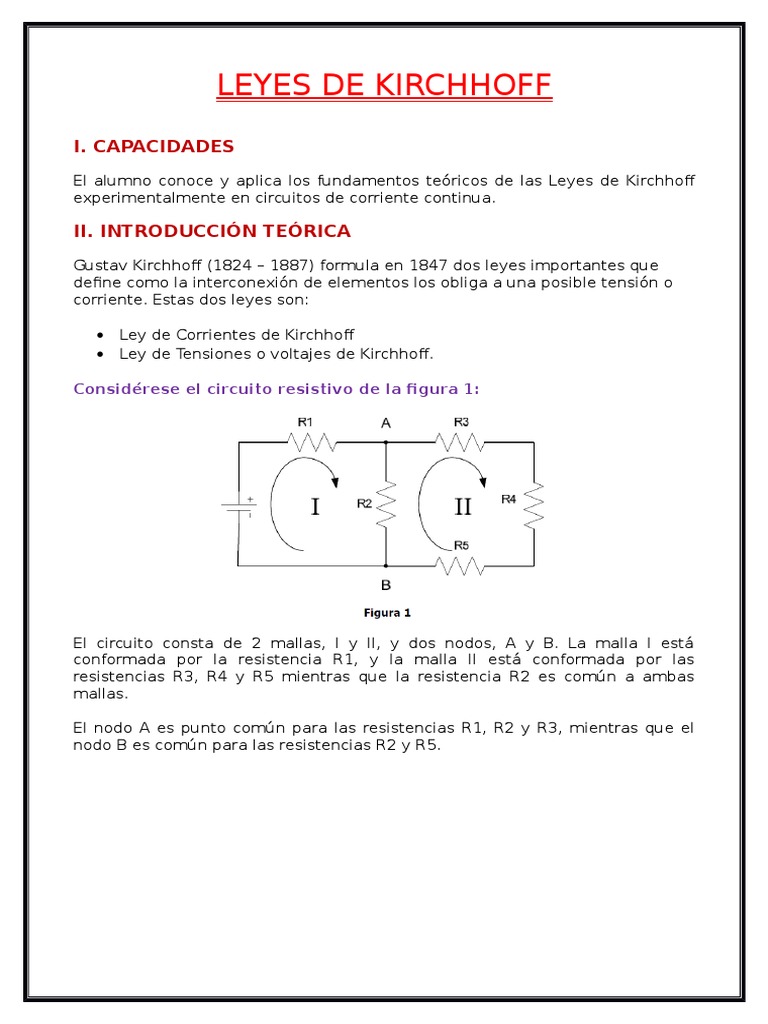 Análisis y verificación experimental de las Leyes de Kirchhoff en circuitos de corriente ...