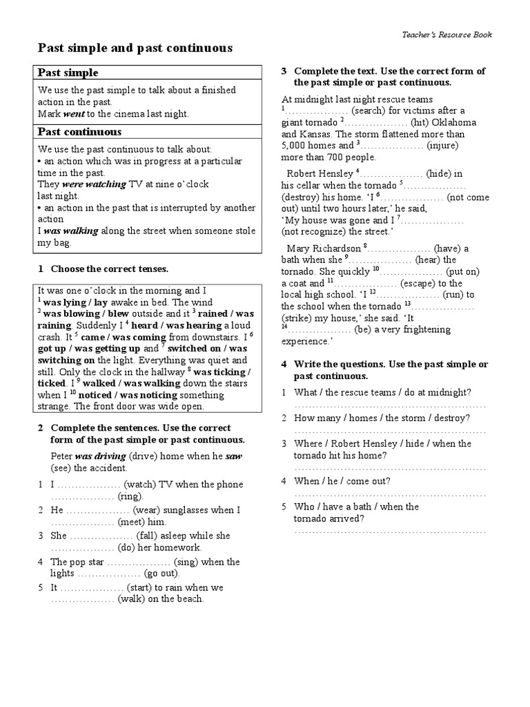Past Simple and Past Continuous | PDF | Weather | Violence