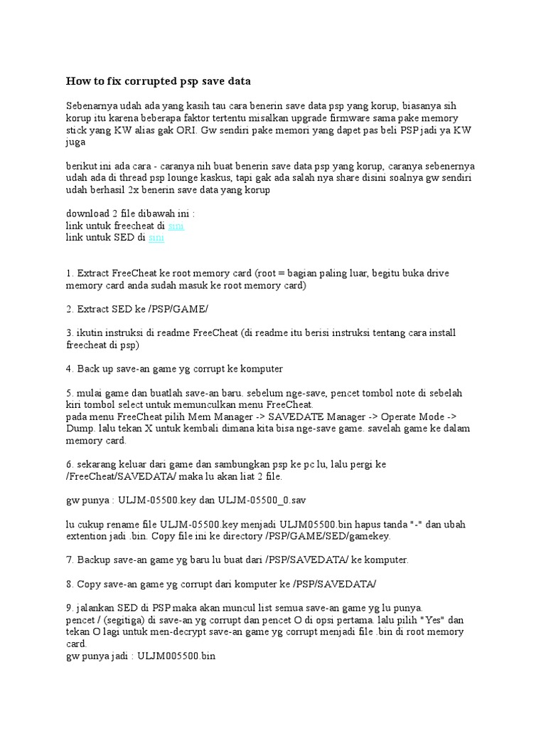 How To Fix Corrupted PSP Save Data | PDF