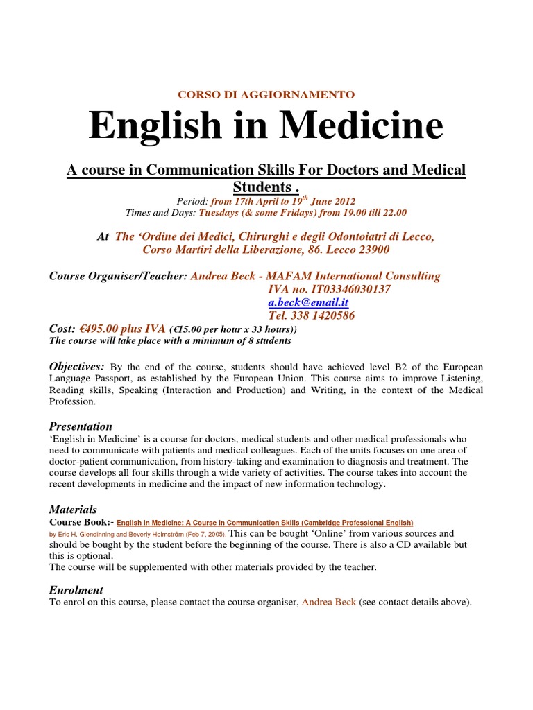 English in Medicine 2012 | PDF | English Language | Medicine