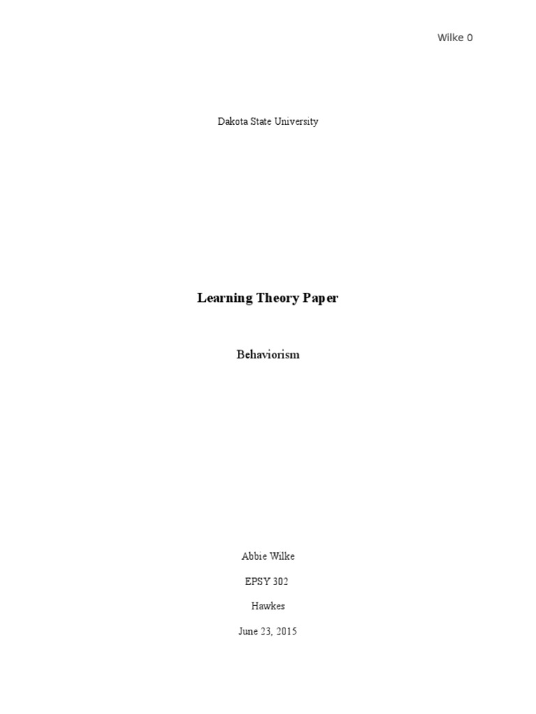Learning Theory Paper-Behaviorism | PDF | Reinforcement | Behaviorism