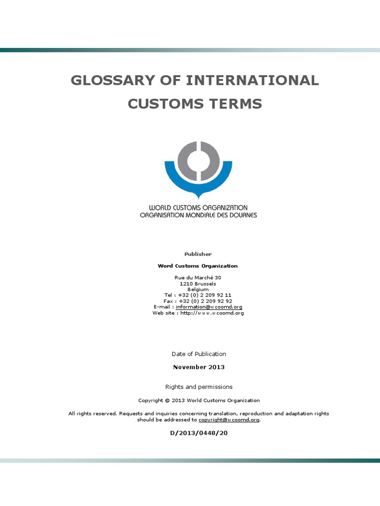 Glossary of International Customs Terms PDF | PDF | Cargo | Customs