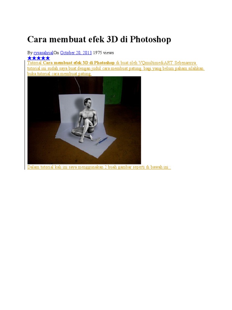 Cara Membuat Efek 3D Di Photoshop | PDF