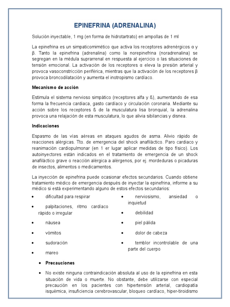 EPINEFRINA | PDF | Epinefrina | Especialidades Medicas