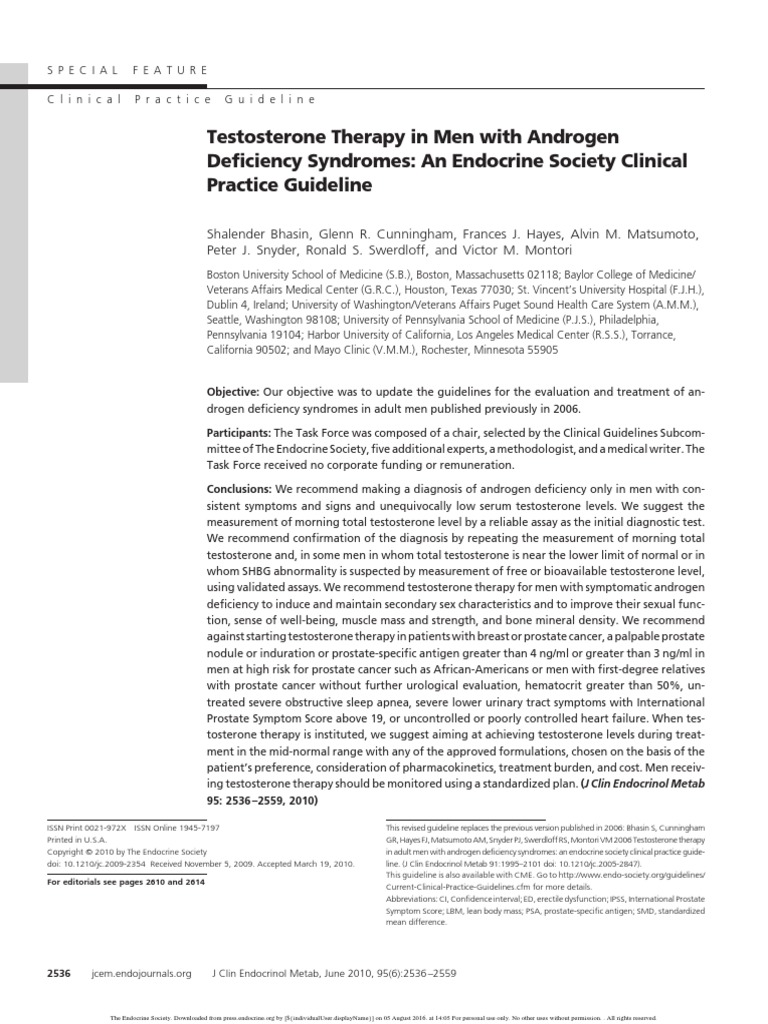 Testosterone Therapy in Men With Androgen Deficiency Syndromes: An ...