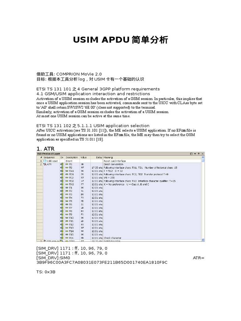 USIM APDU简单分析 - 李涛 | PDF