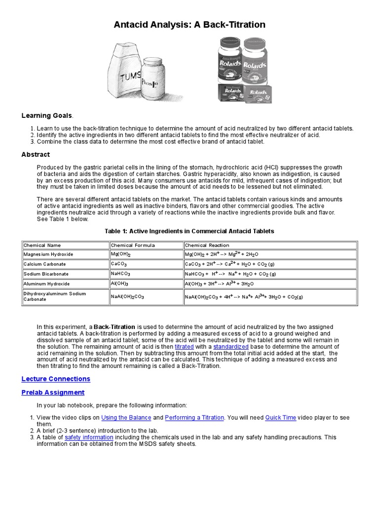 Antacid Analysis | PDF | Sodium Bicarbonate | Titration