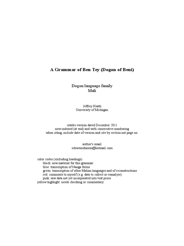 Dogon & Bangime Linguistics | PDF | Verb | Grammatical Conjugation