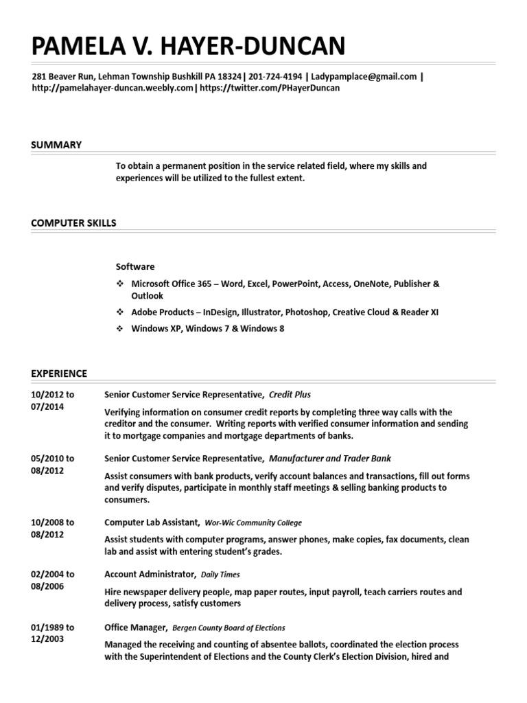 Pam Resume 9-20-17 | PDF | Microsoft Office | Computing