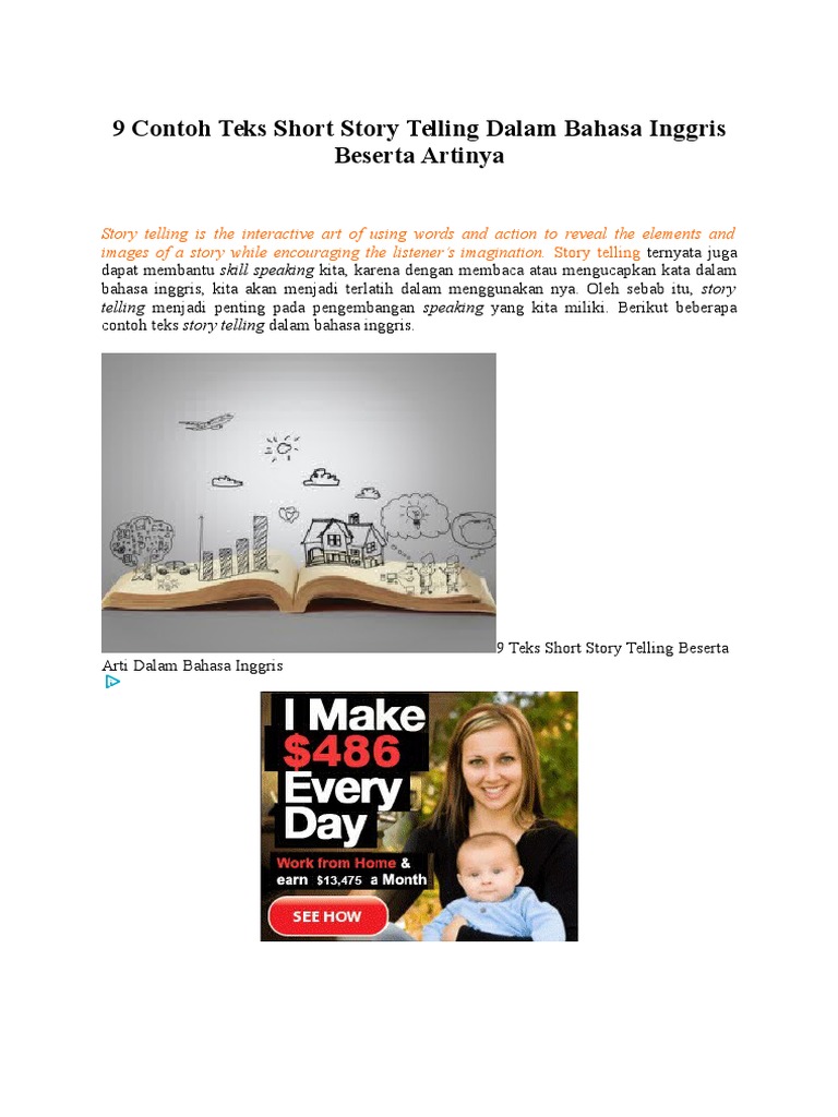 9 Contoh Teks Short Story Telling Dalam Bahasa Inggris Beserta Artinya ...