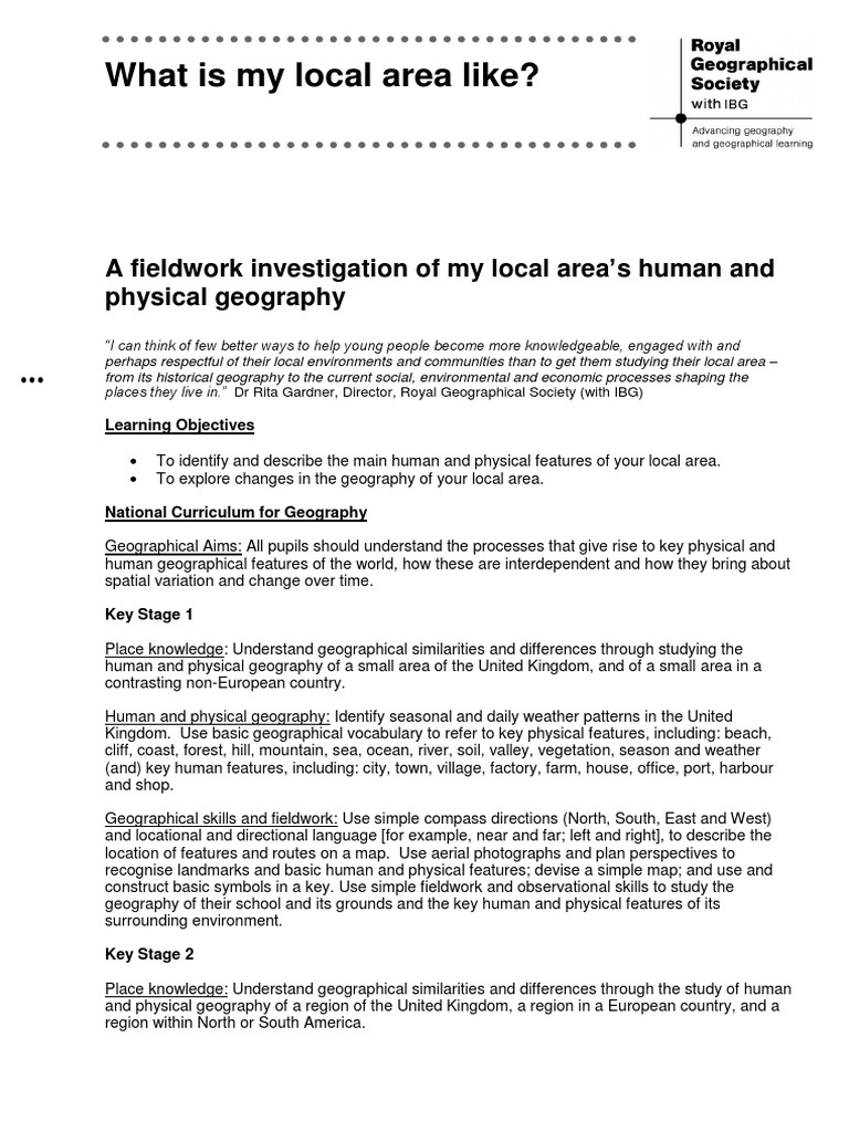 A fieldwork investigation of my local area’s human and physical ...
