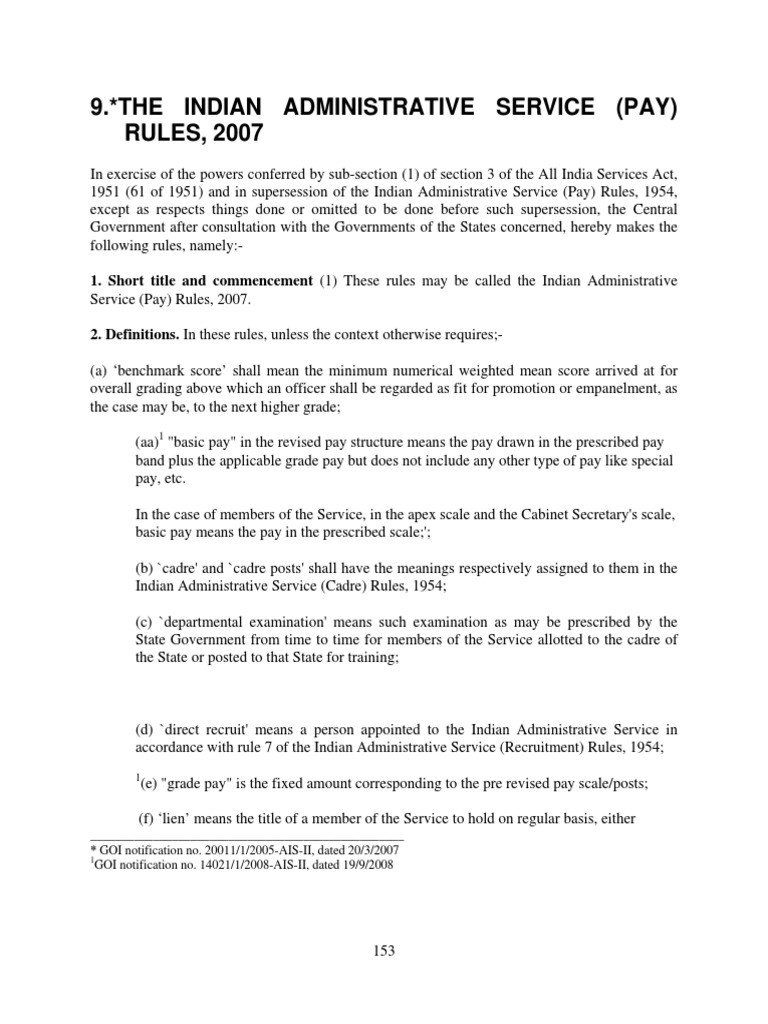 Revised AIS Rule Vol II IAS Rule 09 | PDF | Government Of India ...