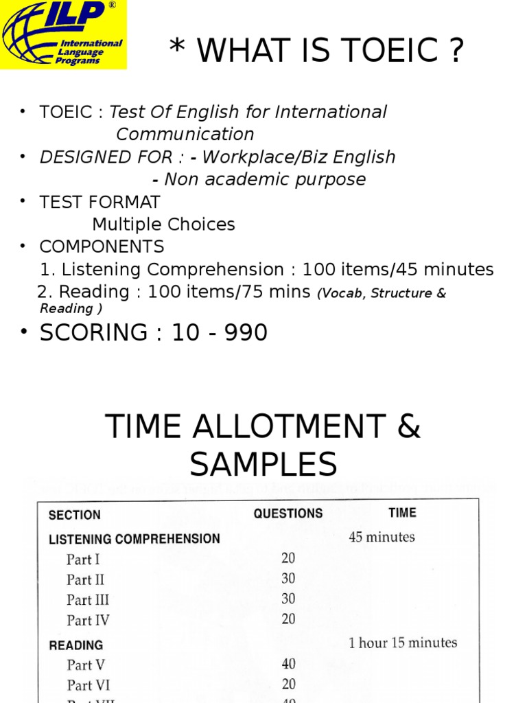 TOEIC Test Overview and Format Guide | PDF | Career & Growth