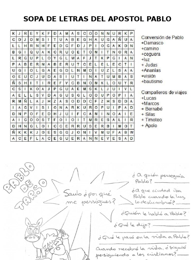 Sopa de Letras Del Apostol Pablo