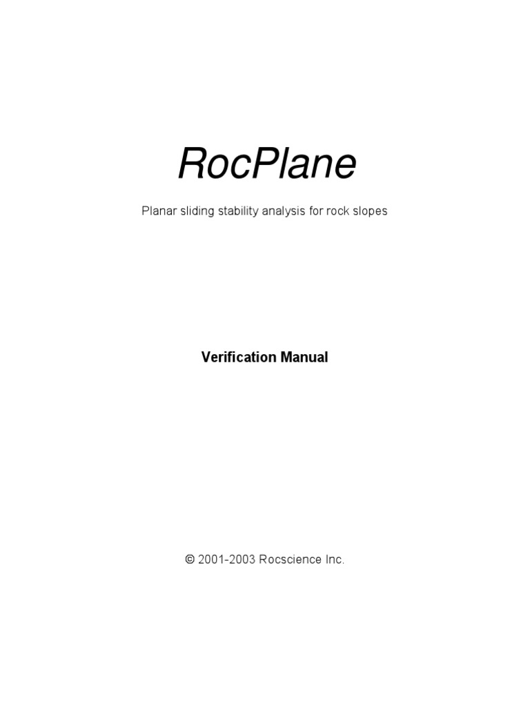 Rocplane: Planar Sliding Stability Analysis For Rock Slopes | PDF | Sensitivity Analysis | Sine