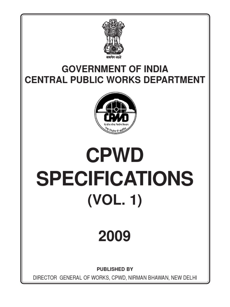 CPWD Speci Civil 2009 Vol1 | PDF | Brick | Litre