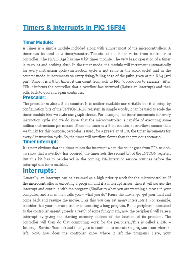 Timers & Interrupts in PIC 16F84: Timer Module | PDF | Microcontroller | Computing