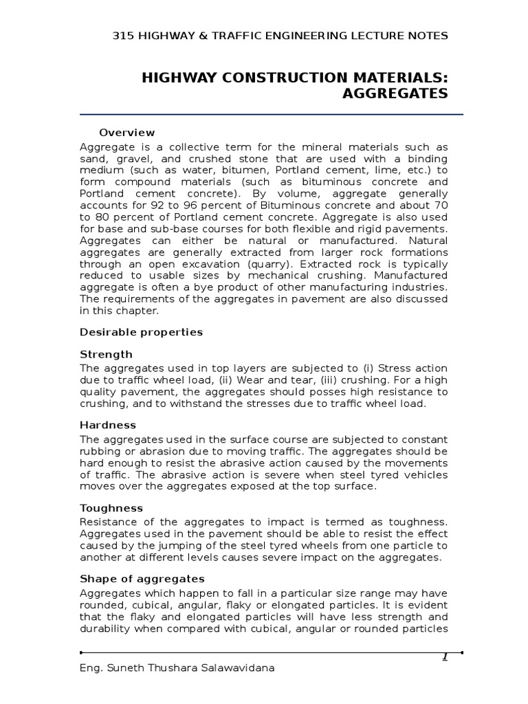 Highway Construction Materials-Aggregates | PDF | Construction ...