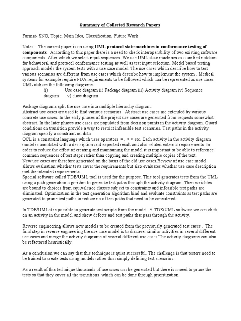 Classification of Collected Research Papers | PDF | Use Case | Unified ...