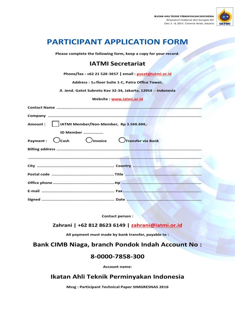 Participant Form SIMGRESNAS 2016 | PDF | Business | Computers