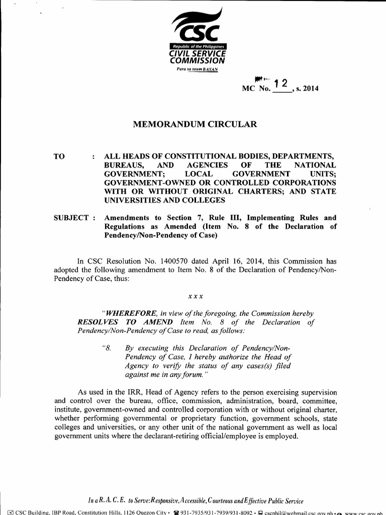 New Form Declaration of No Pending Case Gsis PDF | PDF