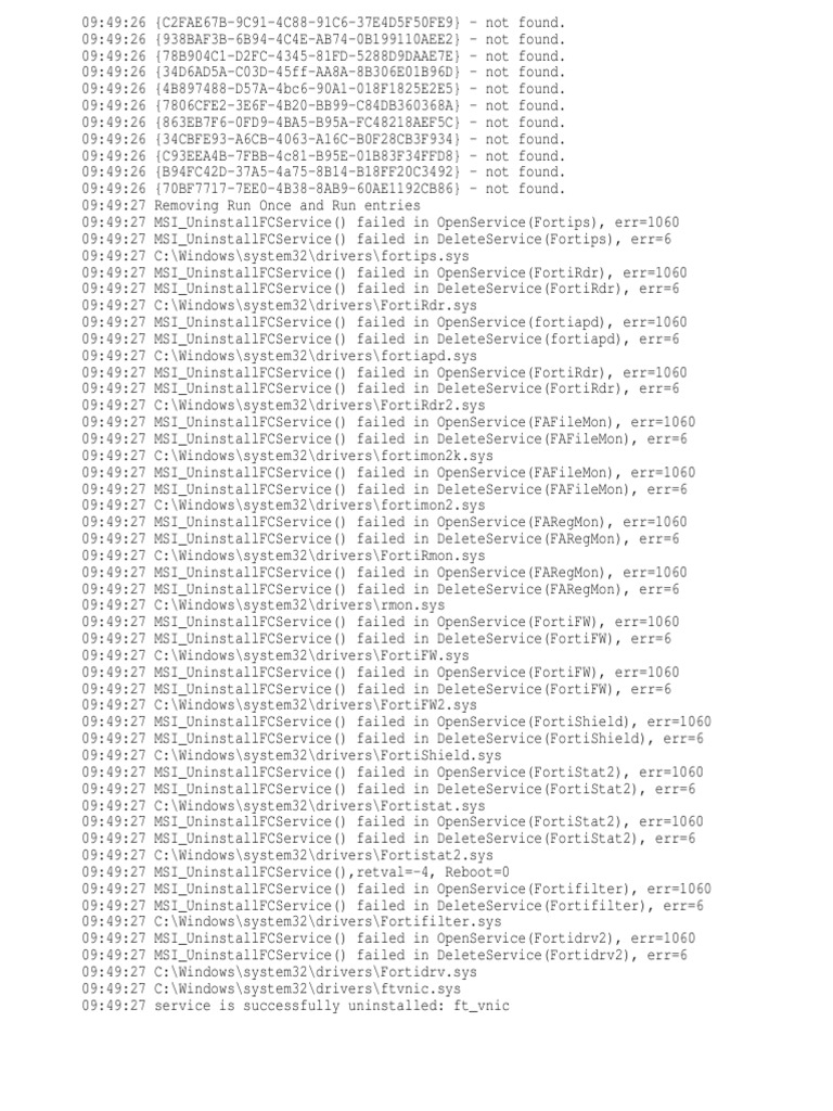 FC Remove Log | PDF | Installation (Computer Programs) | Utility Software