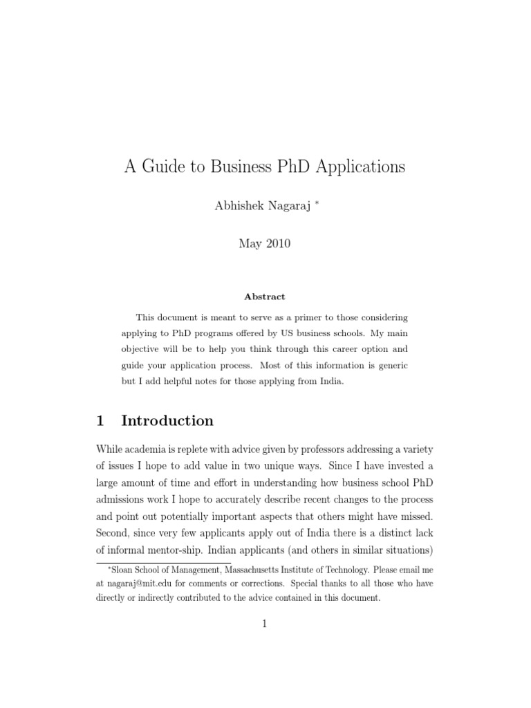 Business PhD Application Guide 2010 | PDF | Thesis | Graduate School