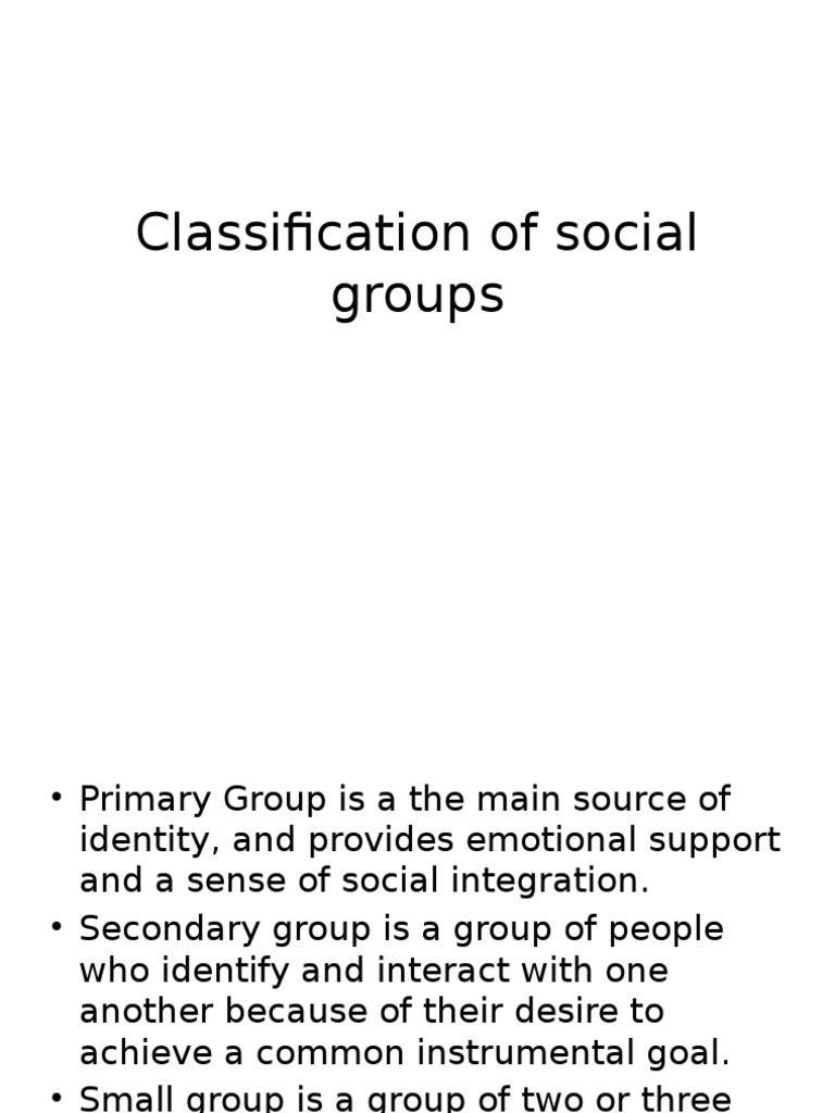 Classification of Social Groups | PDF | Social Group | Action (Philosophy)